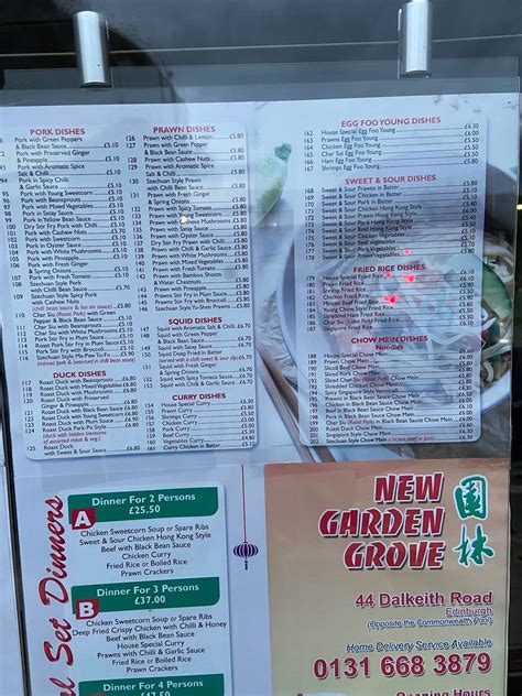 Menu At The New Garden Grove Restaurant Edinburgh