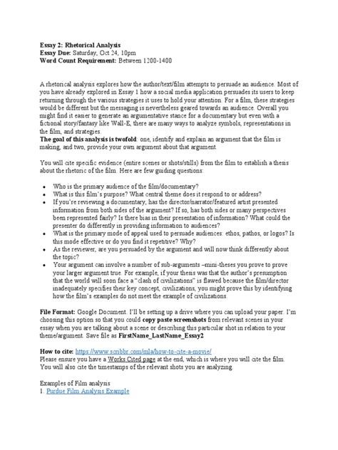 Essay 2 Rhetorical Analysis Pdf Rhetoric Essays