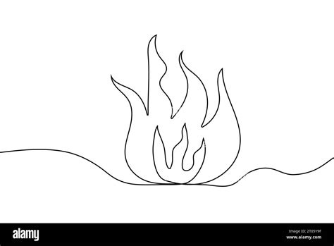 Fire In Continuous Line Style Flame Line Art Vector Illustration Stock