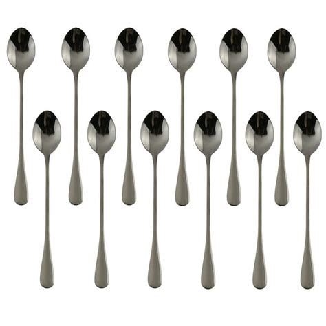 Black Long Handle Spoon Mdealy 7 5” Stainless Steel Ellipse Style