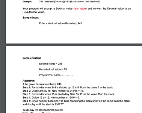 Solved Assignment Decimal To Hexadecimal Conversion Chegg