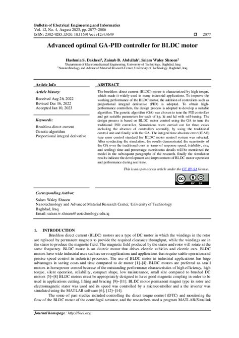 Pdf Advanced Optimal Ga Pid Controller For Bldc Motor