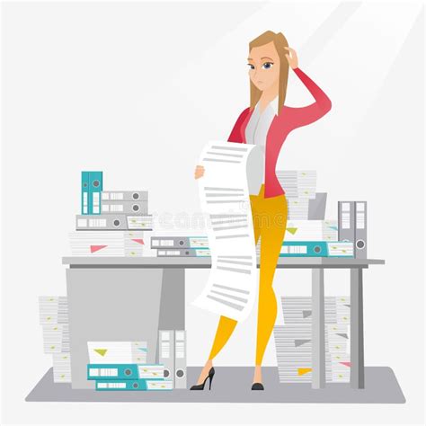 Femme Daffaires Tenant La Longue Facture Illustration De Vecteur