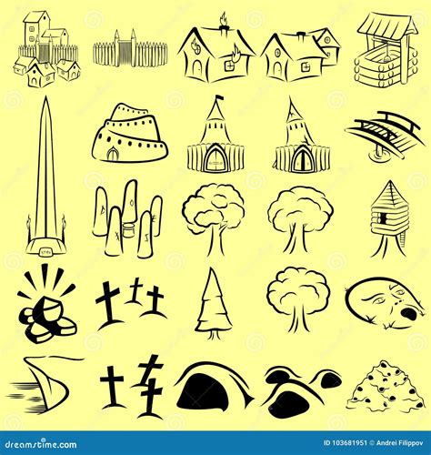 Iconos Del Mapa Del Rpg Fijados Ilustración Del Vector Ilustración De