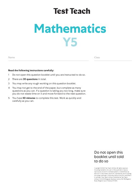 Mathematics Y5 Test Teach