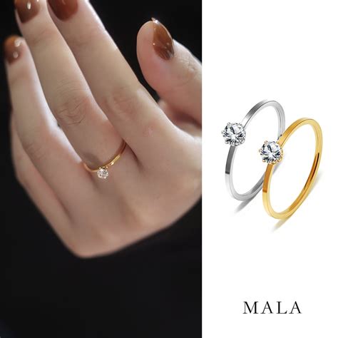 แหวนเหล็กไทเทเนียม ชุบทอง 18k ประดับเพชร สไตล์เกาหลี Shopee Thailand