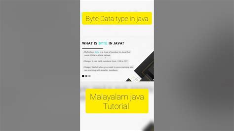 Byte Datatype In Java Malayalam Explanation Shorts Shirtsvideo