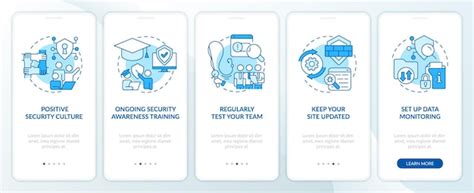 Premium Vector Business Cybersecurity Tips Blue Onboarding Mobile App Screen