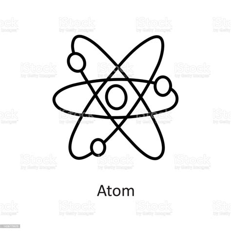 Atom Vector Outline Icon Design Illustration Space Symbol On White
