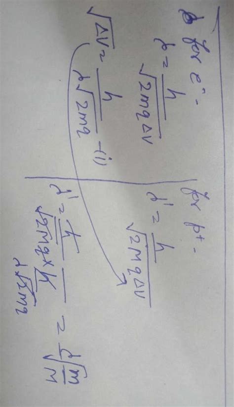 An Electron Of Mass M When Accelerated Through A Potential Difference V