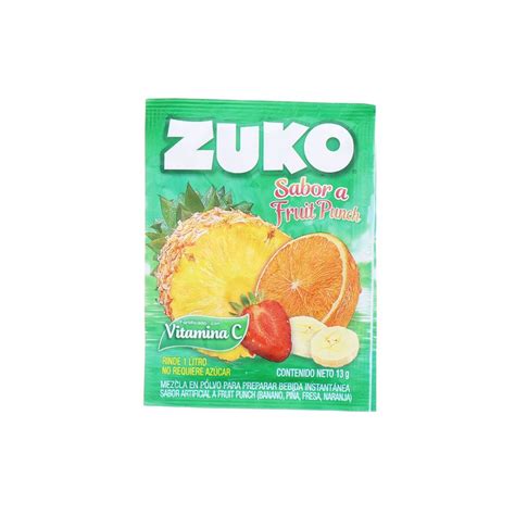 Bebida En Polvo Zuko Sabor Fruit Punch 13gr