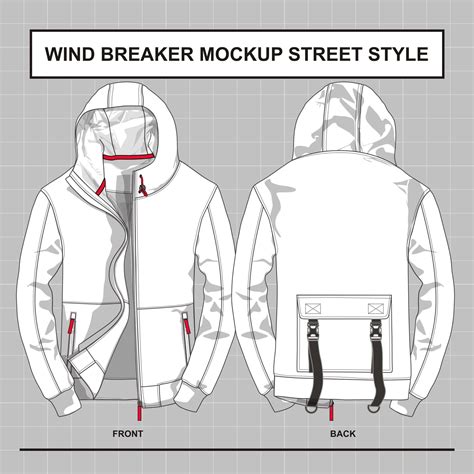 Windbreaker Jacket Vector Illustrator Mockup Streetwear Style Etsy In
