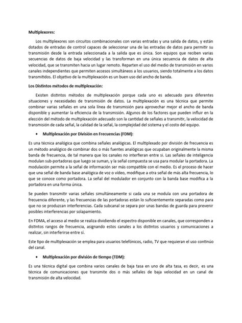 Info Multiplexacion Pdf Multiplexación Longitud De Onda