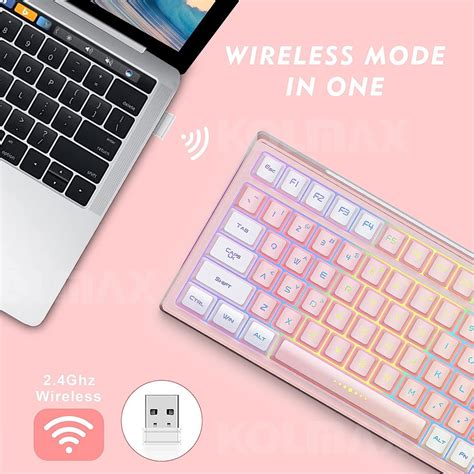 Kolmax Gk98 Wireless Gaming Keyboard 2 4g Rechargeable Rgb Pink Gaming