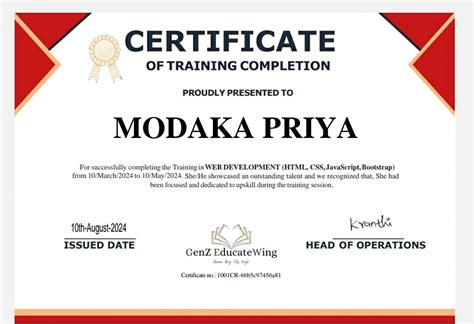 Modaka Priya On Linkedin Webdevelopment Internship Html Css Javascript