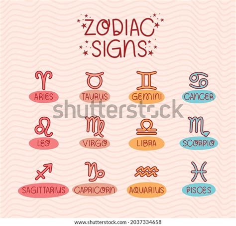 Set Zodiac Signs Items Stock Vector Royalty Free 2037334658