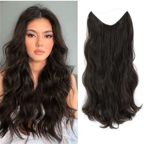 S18 Invisible Wire Hair Extensions Dark Brown Long Hair Extensions Long Wavy Hair Wavy