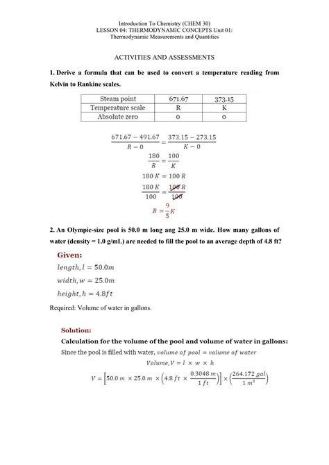 Solution Thermodynamic Measurements And Quantities Pdf Lesson4