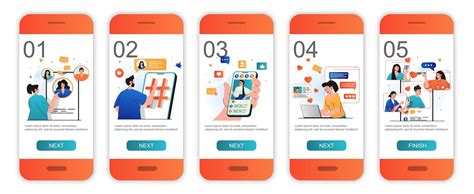 Premium Vector Social Network Concept Onboarding Screens For Mobile App Templates Users