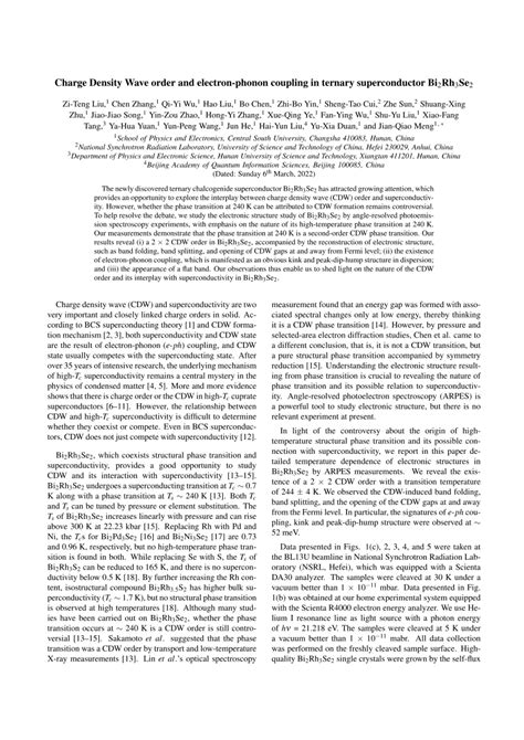 Pdf Charge Density Wave Order And Electron Phonon Coupling In Ternary