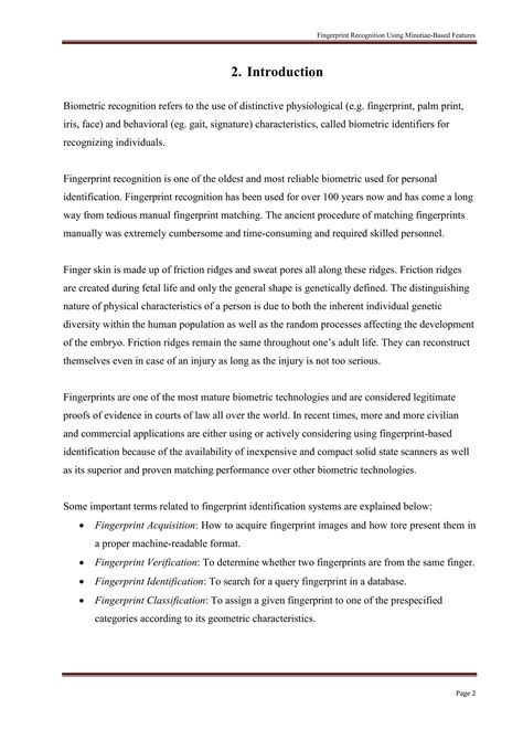 Fingerprint Recognition Using Minutiae Based Feature Pdf