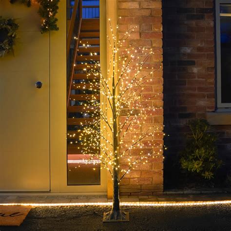 Black Led Microdot Tree With Warm White Leds Plug In Christmas