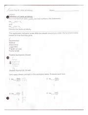 Limits Day Limits At Infinity Pdf I V Limits Day Limits At Infinity Name Lesson