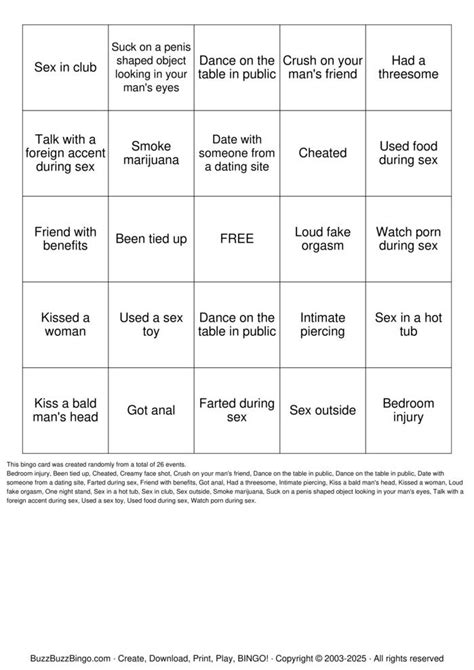 Sexy Bingo Bingo Cards To Download Print And Customize