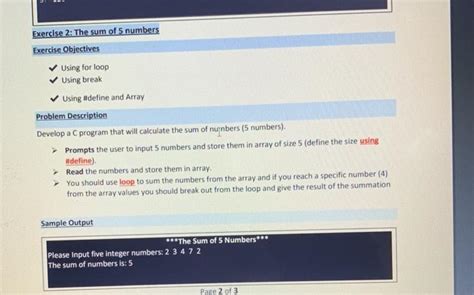 Solved Exercise 2 The Sum Of 5 Numbers Exercise Objectives