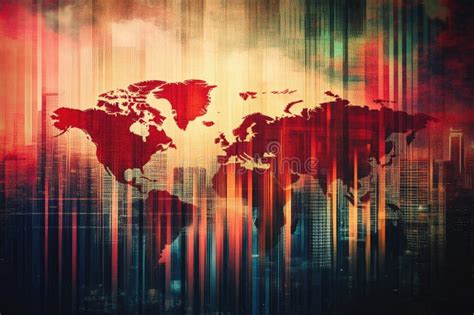 dynamic data visualization with global cityscape stock illustration