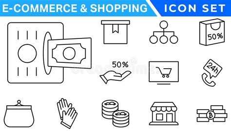 E Commerce And Shopping Icons Collection Set Online Shopping Thin Line Icons Stock Illustration