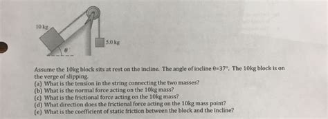 Solved Kg Kg Assume The Kg Block Sits At Rest On Chegg Com
