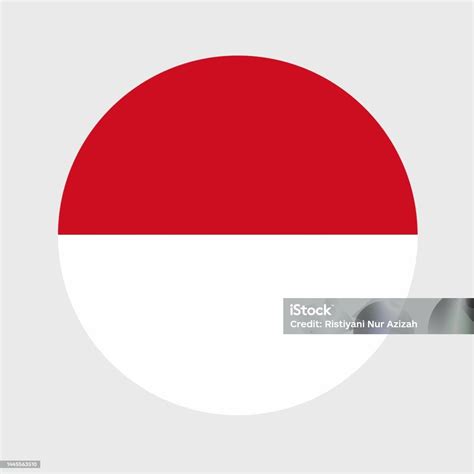 Vector Illustration Of Flat Round Shaped Of Indonesia Flag Official