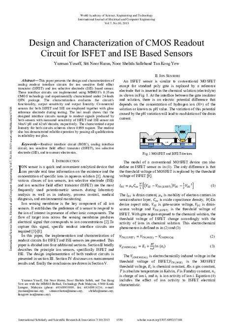 Pdf Design And Characterization Of Cmos Readout Circuit For Isfet And