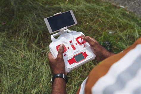 Man Playing With Quadcopter Stock Image Image Of Robot Operating 86292431