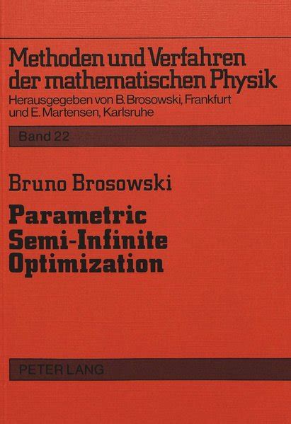 Parametric Semi Infinite Optimization Methoden Und Verfahren Der
