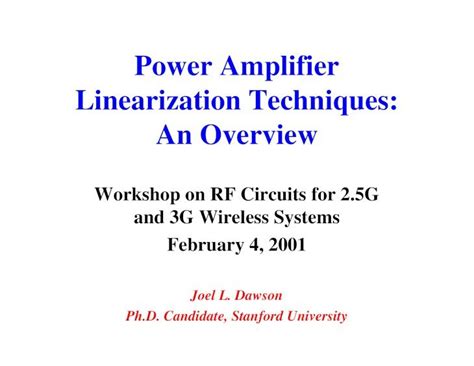 Pdf Power Amplifier Linearization Techniques An Overview Dokumentips