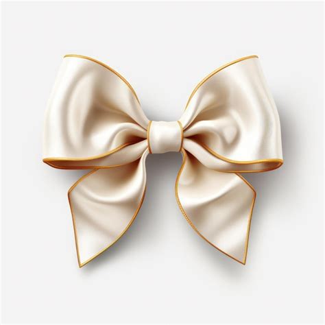 Subtle Elegance Single Cream Color Ribbon Bow Enhancing A Clean White