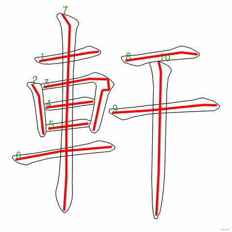 漢字 軒的筆畫順序 軒10劃 筆順字典