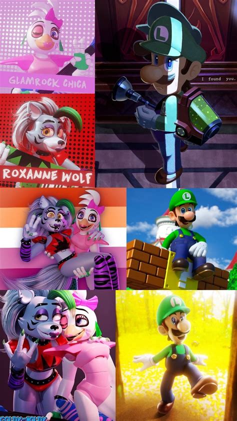 LUIGI GLAMROCK CHICA ROXANNE WOLF Wallpaper Personajes