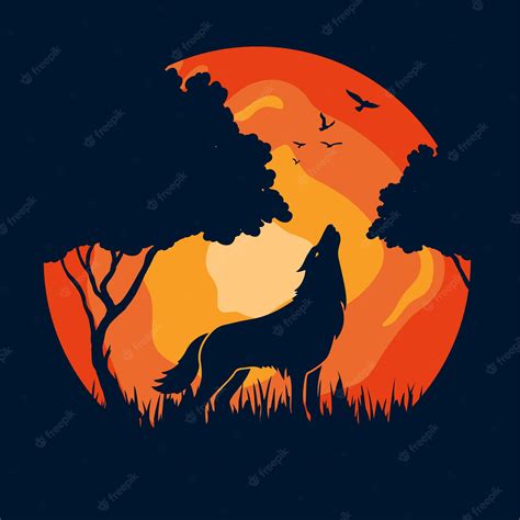El Lobo Solitario Vector Premium