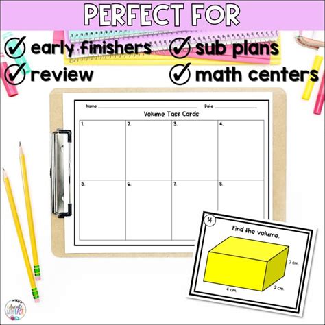 Volume Task Cards Rectangular Prism Cubic Units Volume 5th Grade Word