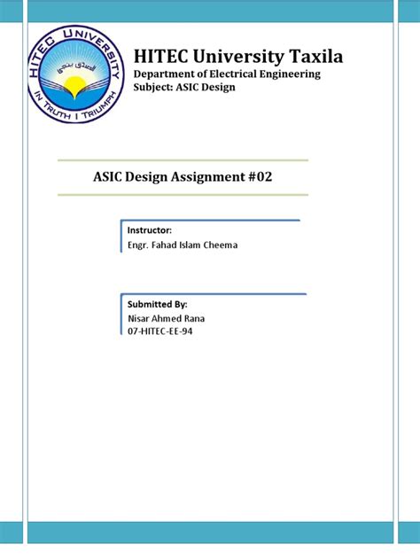 Asic Assignment 02 Pdf Field Programmable Gate Array Random Access Memory