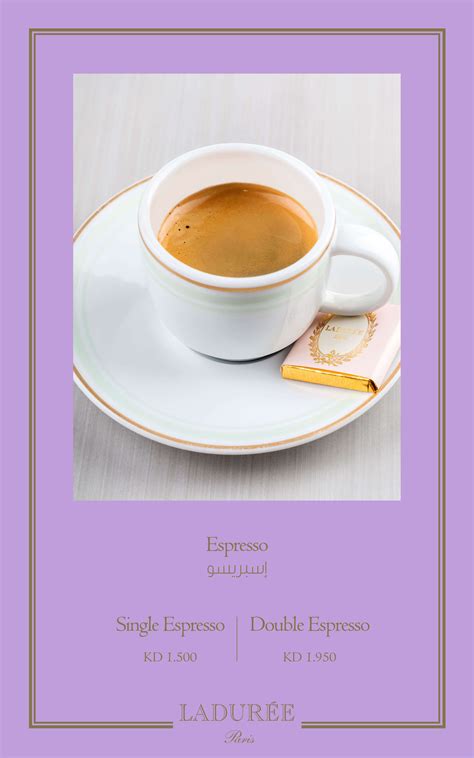 Hot Beverages Drinks Menu of Assima Mall Restaurant Ladurée Kuwait
