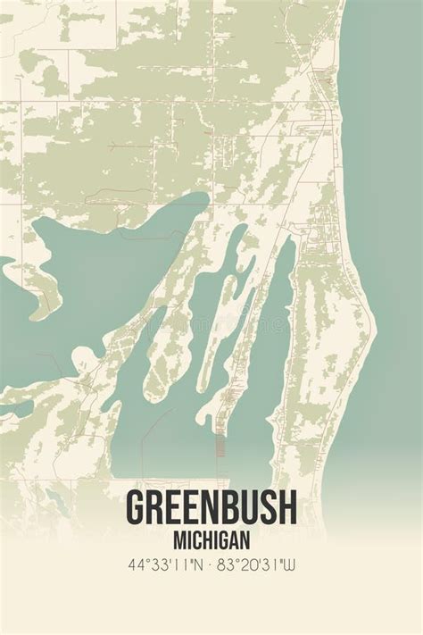 Retro Us Map Of Greenbush Michigan Vintage Street Map Stock Illustration Illustration Of