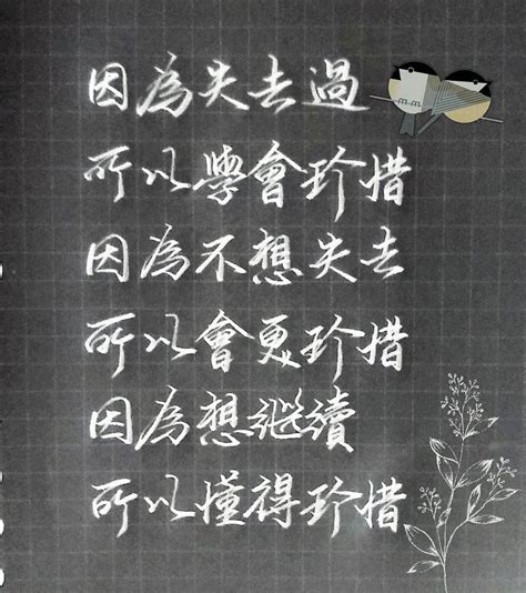 因為失去過 所以學會珍惜 因為不想失去 所以會更珍惜 因為想繼續 所以懂得珍惜