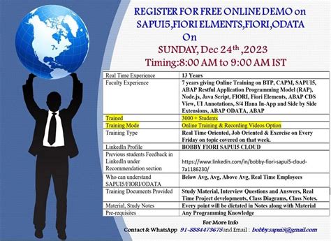 Bobby Sap Cloud Platform On Linkedin Register For Free Online Demo On Sapui5 Fiori Elements