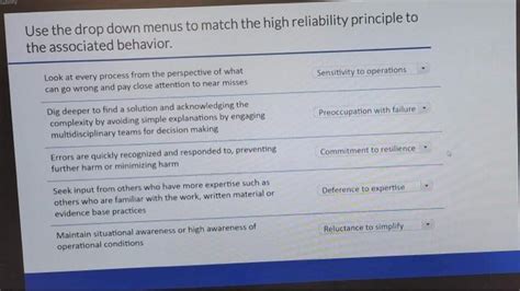 solved use the drop down menus to match the high reliability