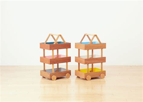 Koloro Wagon Stacking Wooden Storage Boxes By Torafu Architects