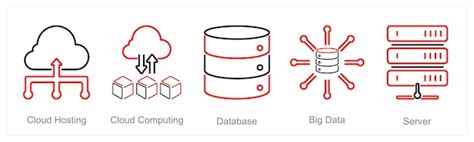 Premium Vector A Set Of Data Analytics Icons As Cloud Hosting Cloud Computing Database